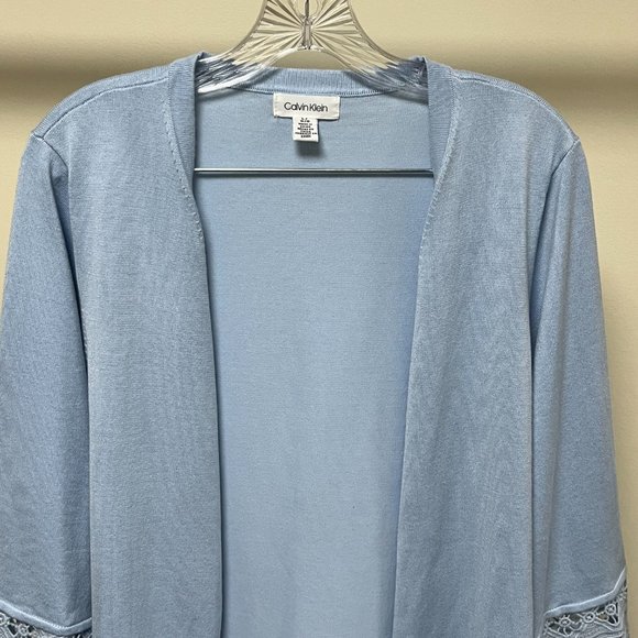 Calvin Klein | Sweaters | Calvin Klein Light Blue Lace Cardigan | Poshmark